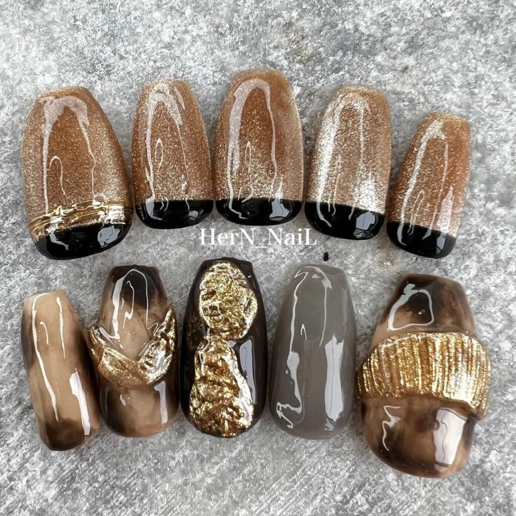 【最新版】Instagramで人気のブラウン系マグネットネイル23選！ | Ailu | ネイリストのためのメデイア